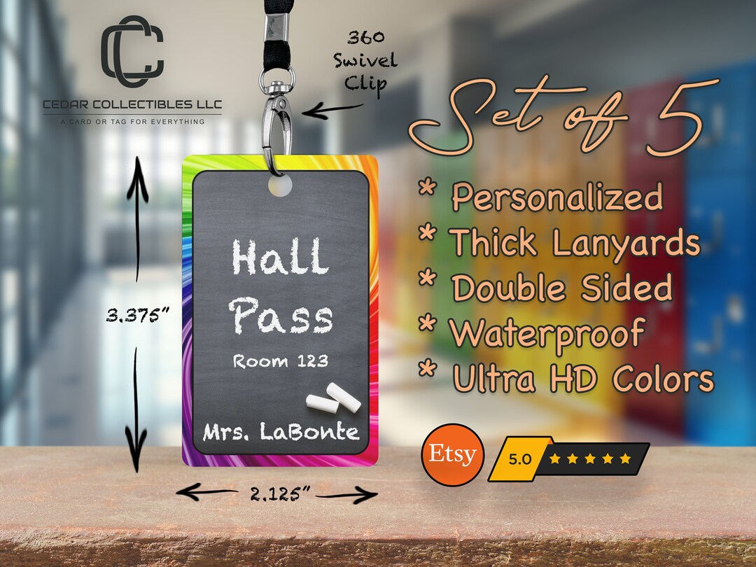 Hall Pass Student Pass Restroom Passes Teacher Hallway Passes CHALK ...