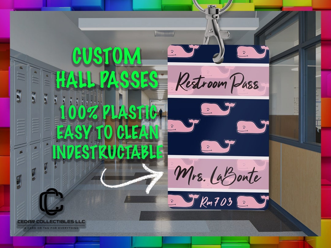 Set of 5 Hall Pass Student Pass Restroom Passes Teacher - Etsy