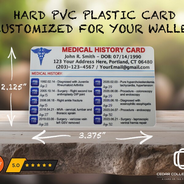 Medical History Wallet Card - Etsy