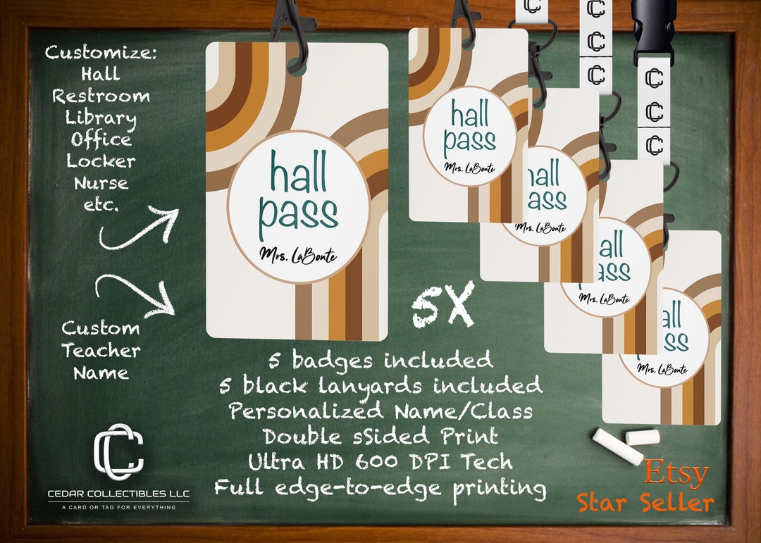 Hall Pass Student Pass Restroom Passes Teacher Hallway Passes - Etsy