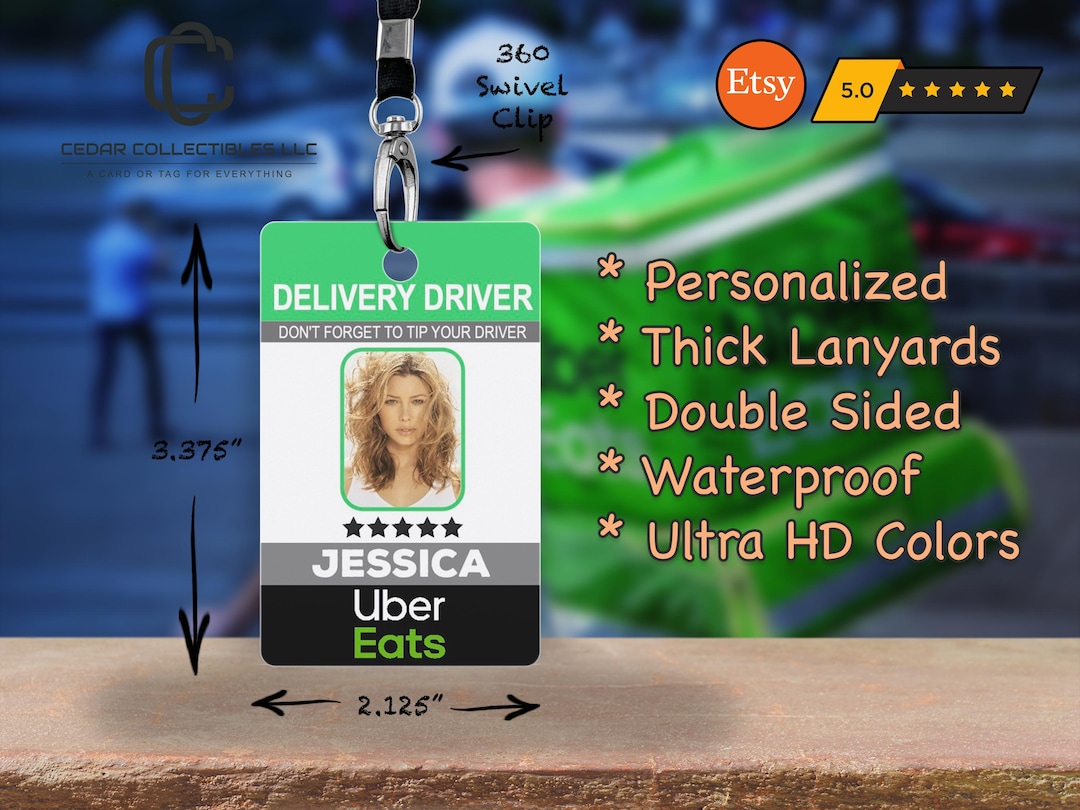 Custom Uber Eats Driver ID Badge PVC | Personalized Delivery Driver ...