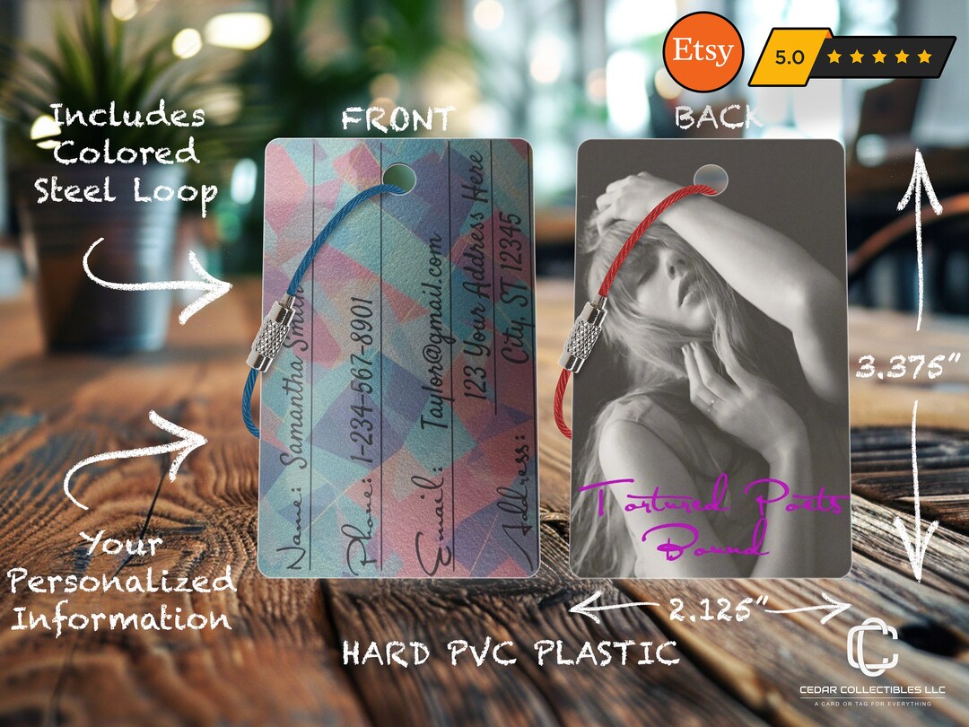 PVC Plastic Double Sided Taylor Swift Bag Tag TORTURED POETS Tour Art ...