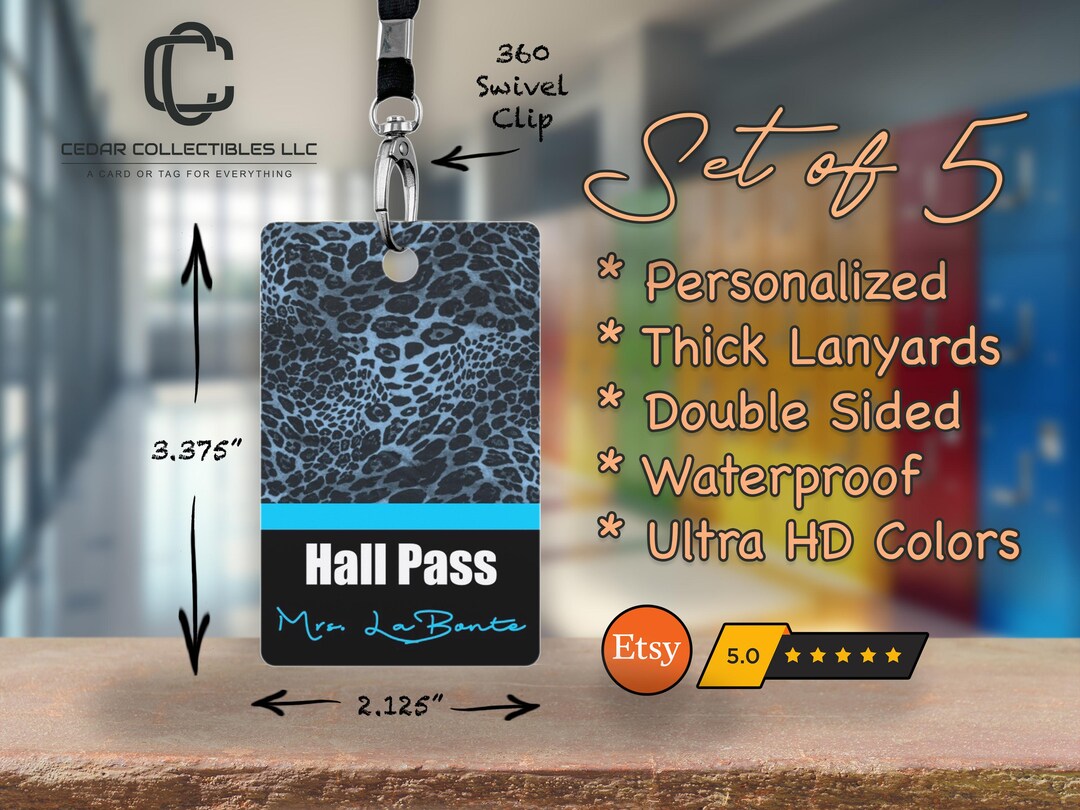 Hall Pass Student Pass Cheetah Restroom Passes Ruler Teacher Hallway ...
