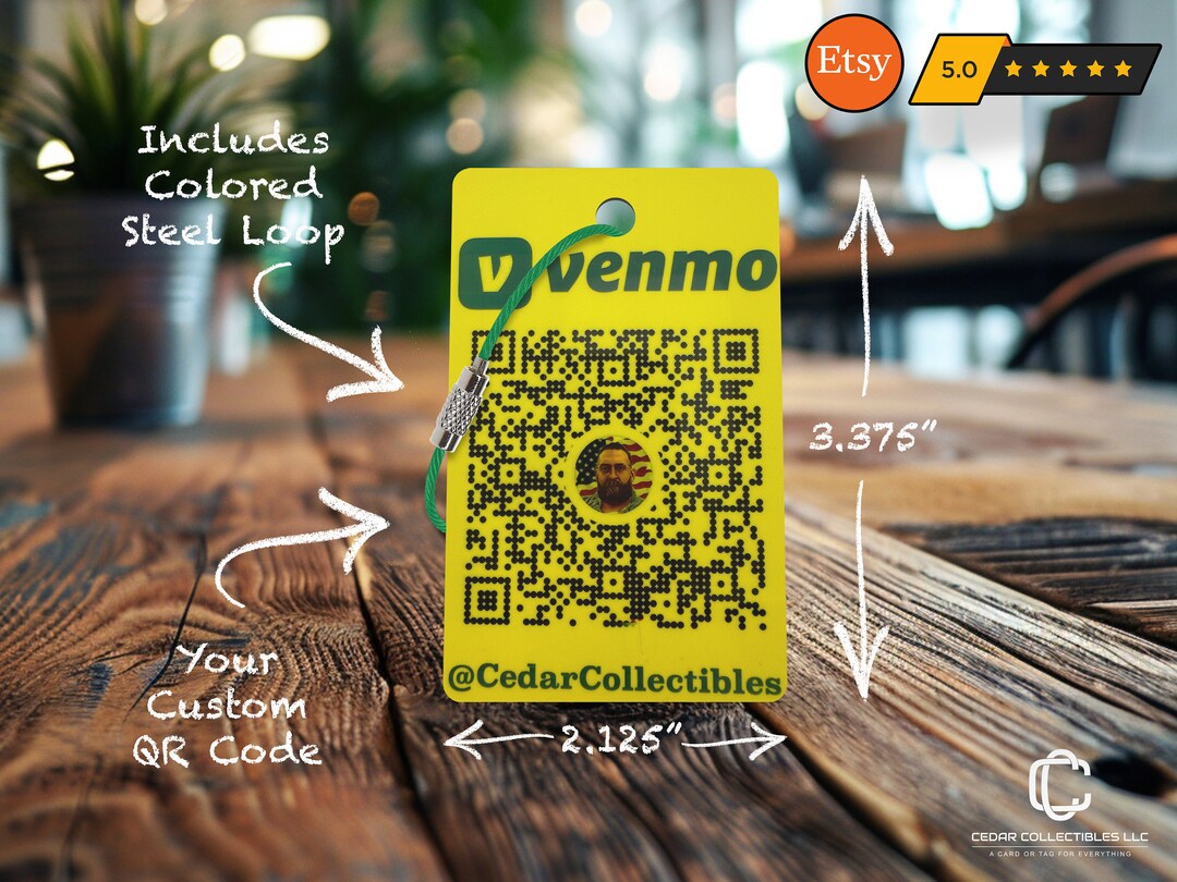 Yellow QR Code Sign Venmo QR Tag Scan to Pay Bag Tag Luggage Tag ...