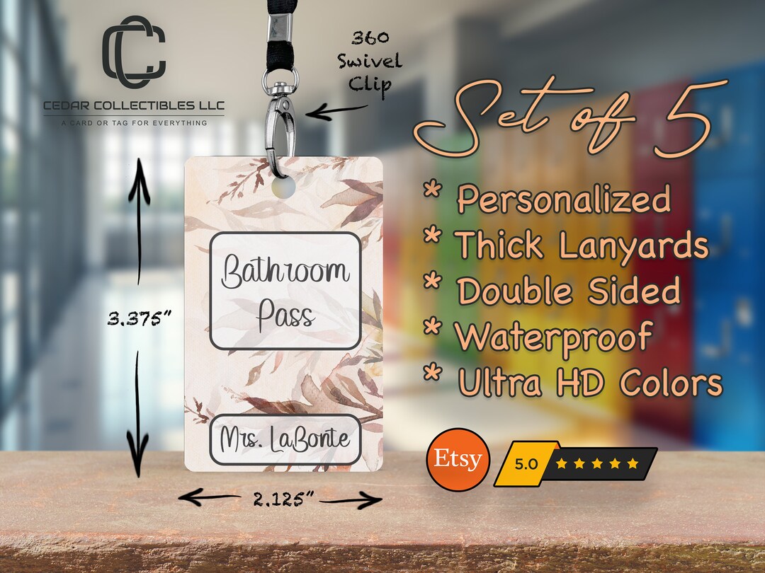 Hall Pass Student Pass Restroom Passes Teacher Hallway Passes BOHO ...