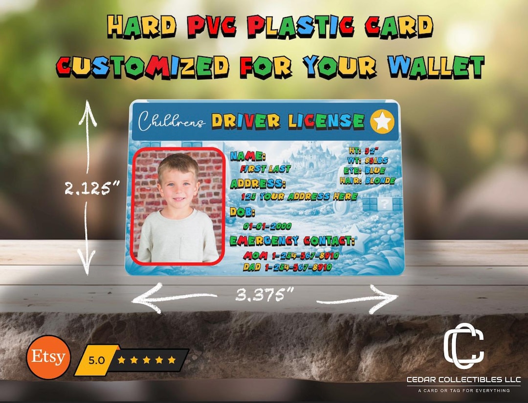 Custom Child ID Card: Super Mario Brothers Theme - Kid License - Wallet ...