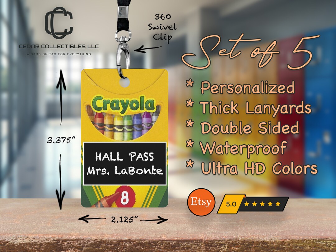 Personalized Teacher Hall Pass Set: Custom Classroom Decor #5 - Etsy