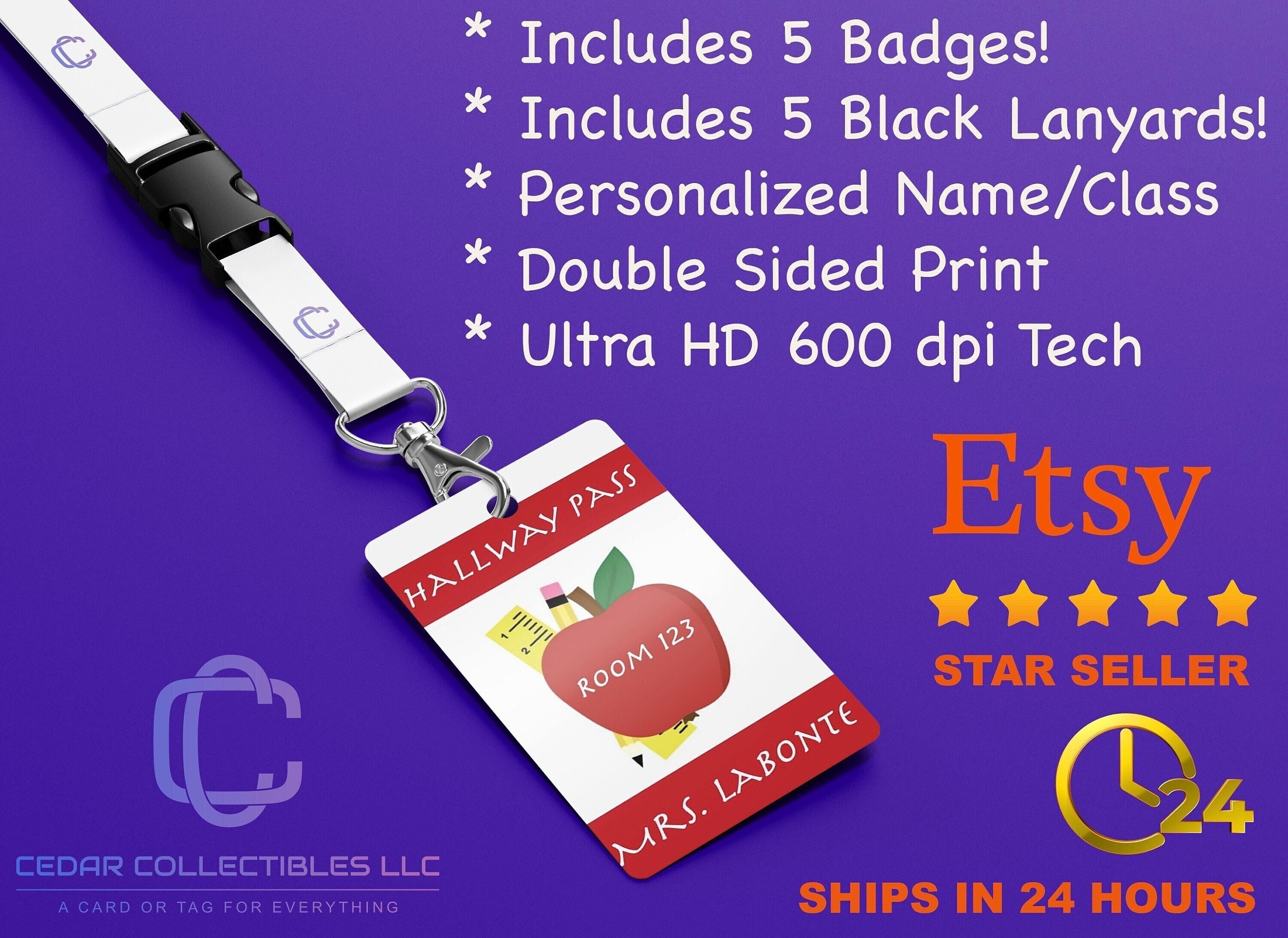 Student Hall Pass Set of 5 Teacher Hall Pass Custom Classroom Gift High ...