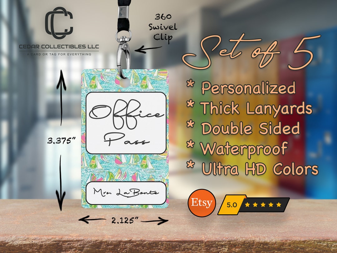 Personalized Hall Pass Set of 5: Teacher Classroom Lanyards - Etsy