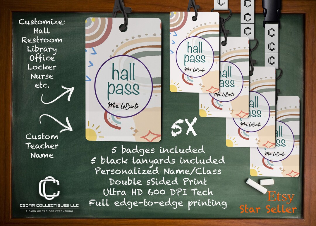 Hall Pass Student Pass Restroom Passes Teacher Hallway PVC - Etsy