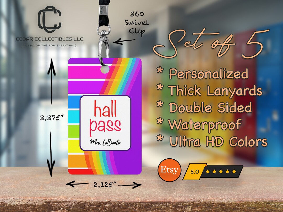 Hall Pass Student Pass Restroom Passes PVC Teacher Hallway Passes BOHO ...