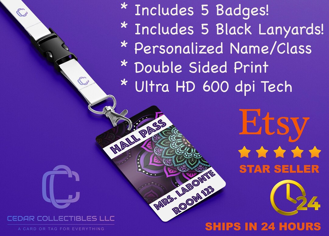 Student Hall Pass Set of 5 Teacher Hall Pass Custom Classroom - Etsy