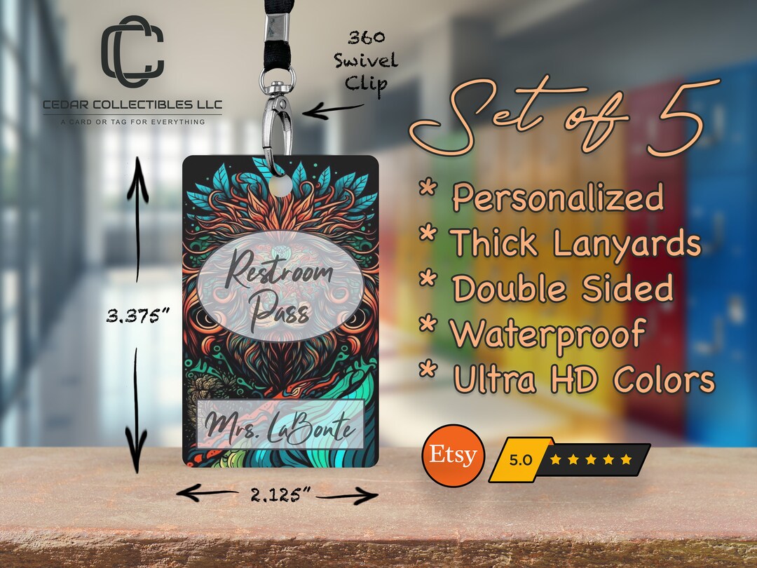 Neon Lion Boho Hall Passes With Lanyard - Set of 5 - Etsy