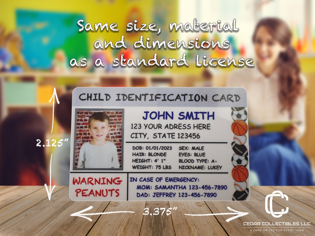 Custom ID Badge - Child Identification Card - SPORTS Variation - Child ...