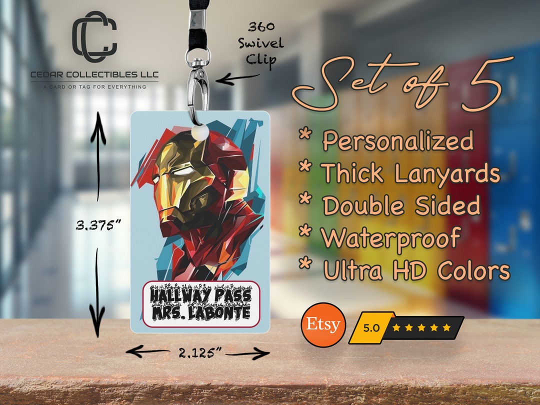 Superhero Hall Pass Set: Personalized School Restroom Passes With ...