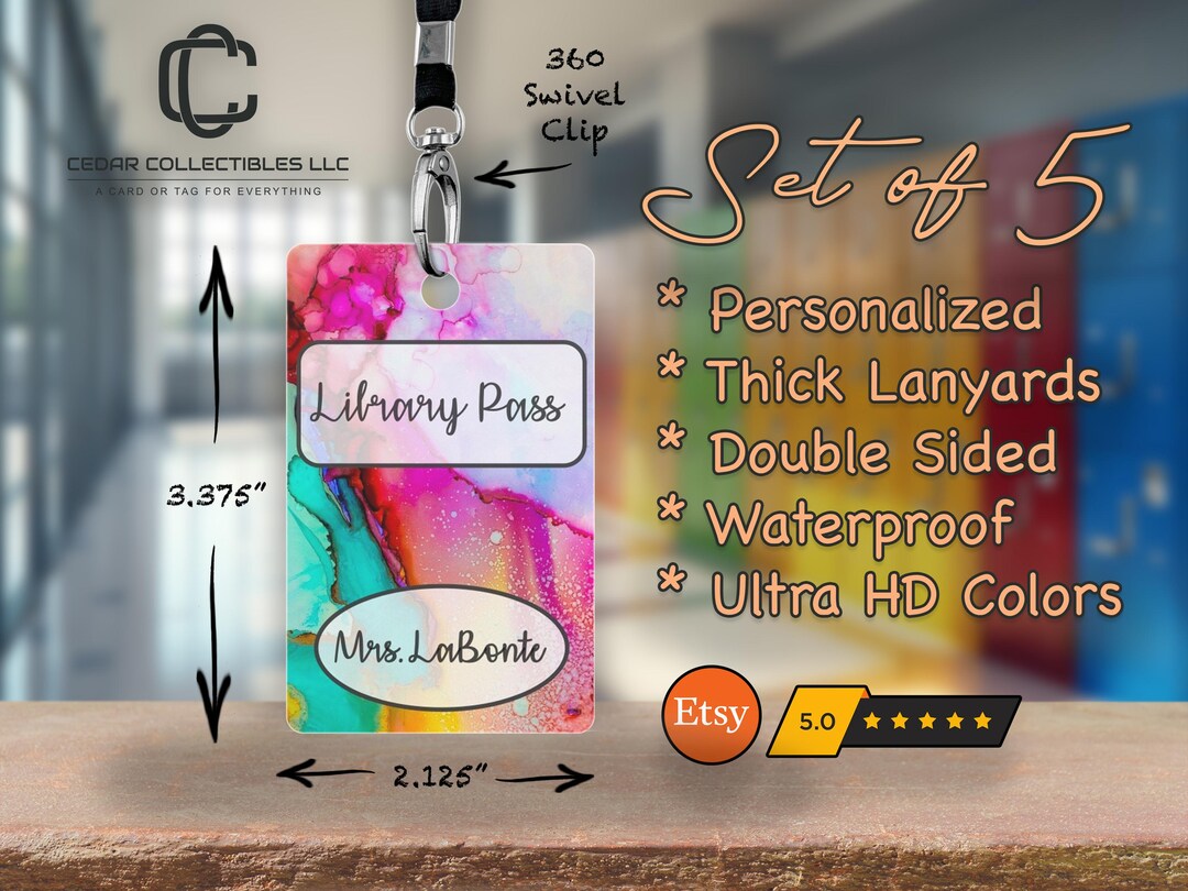 Watercolor Teacher Hall Pass Set: Custom Classroom Decor - Etsy