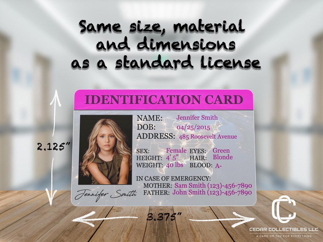 Custom ID Badge - Child Identification Card - License Variation ...