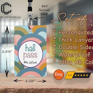 Personalized BOHO Hall Pass Set: Teacher Restroom Passes With Lanyard ...