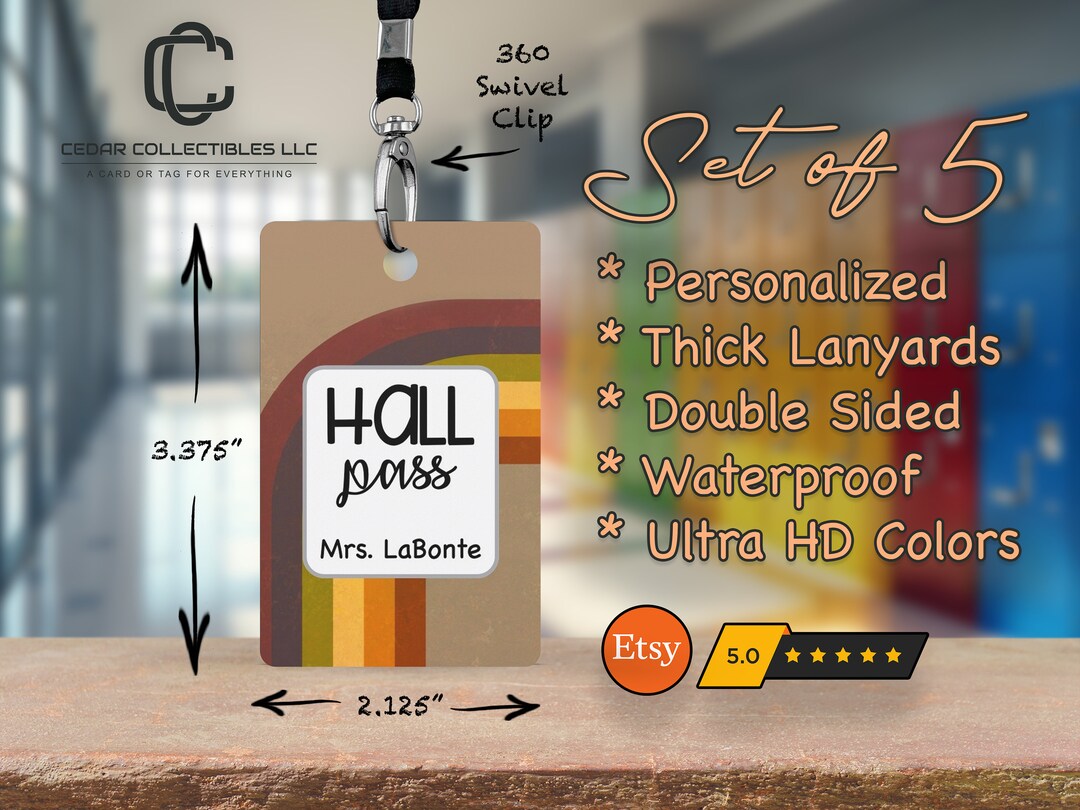 Hall Pass Student Pass Restroom Passes Teacher Hallway Passes Rainbow ...