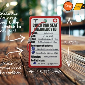 Custom Child Safety ID Card | Emergency Info PVC Card for Car Seat ...