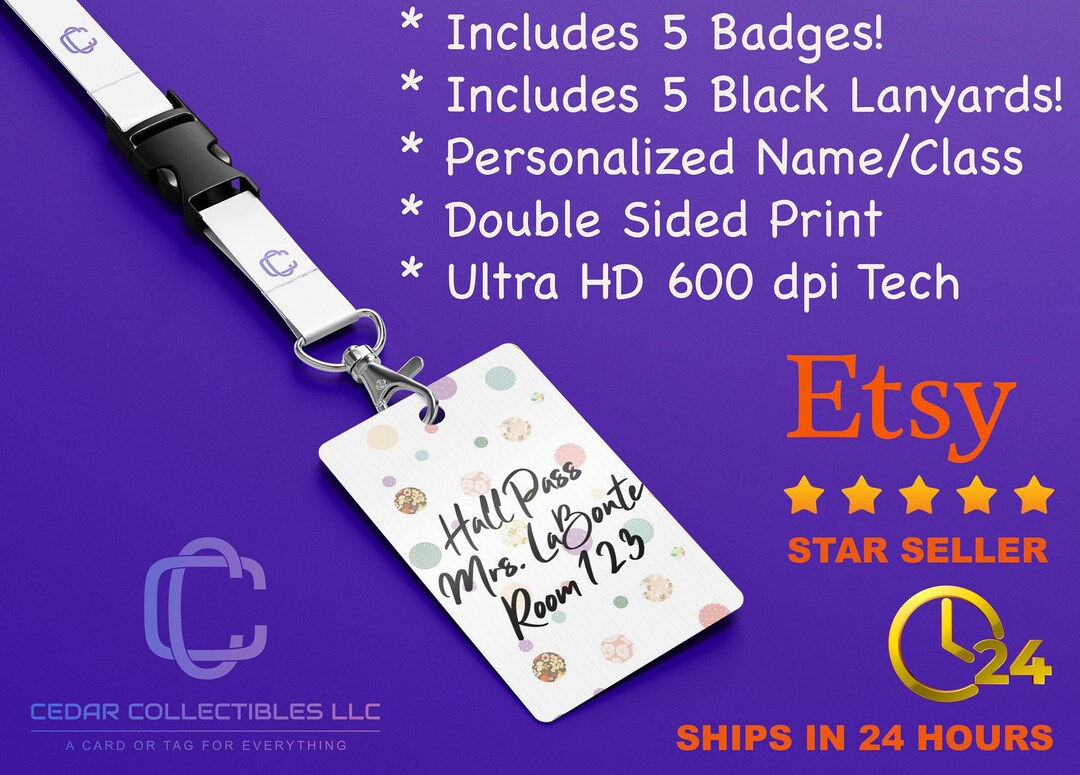 Student Hall Pass Set of 5 Teacher Hall Pass Custom Classroom - Etsy