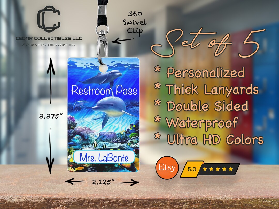 Under the Sea Hall Pass Set: Personalized Student Restroom Passes With ...