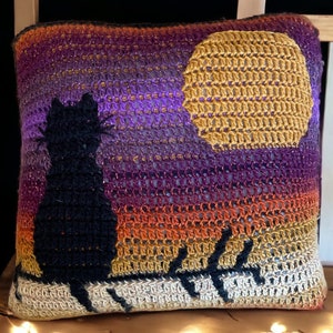 Pattern | Cat in the Sunset Mosaic Crochet Cushion Pattern - Etsy