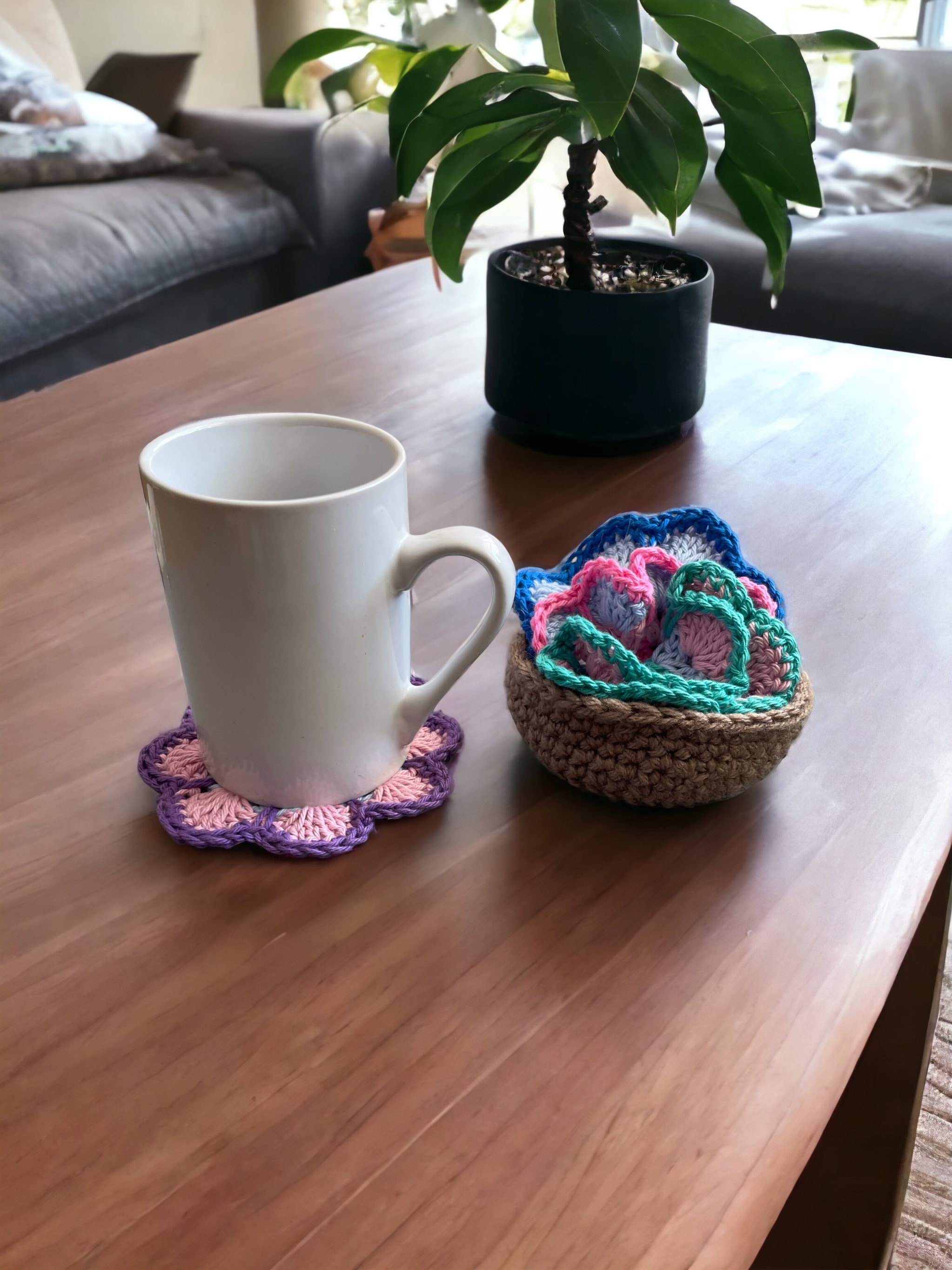 Pattern Beautiful African Flower Crocheted Coaster Set and Pot - Etsy