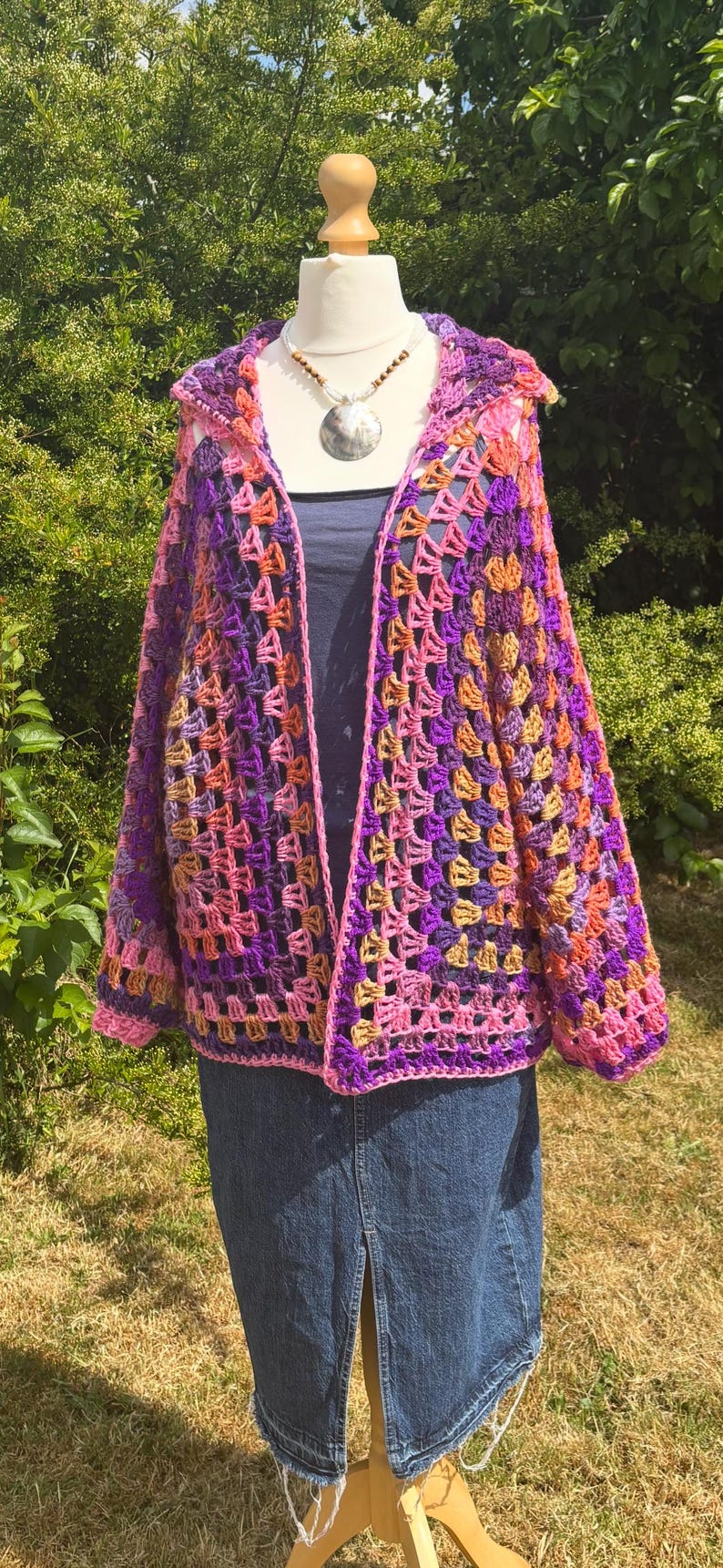 Hooded Crochet Cardigan Pattern | Slouchy Boho Hexagon Sweater (PDF ...