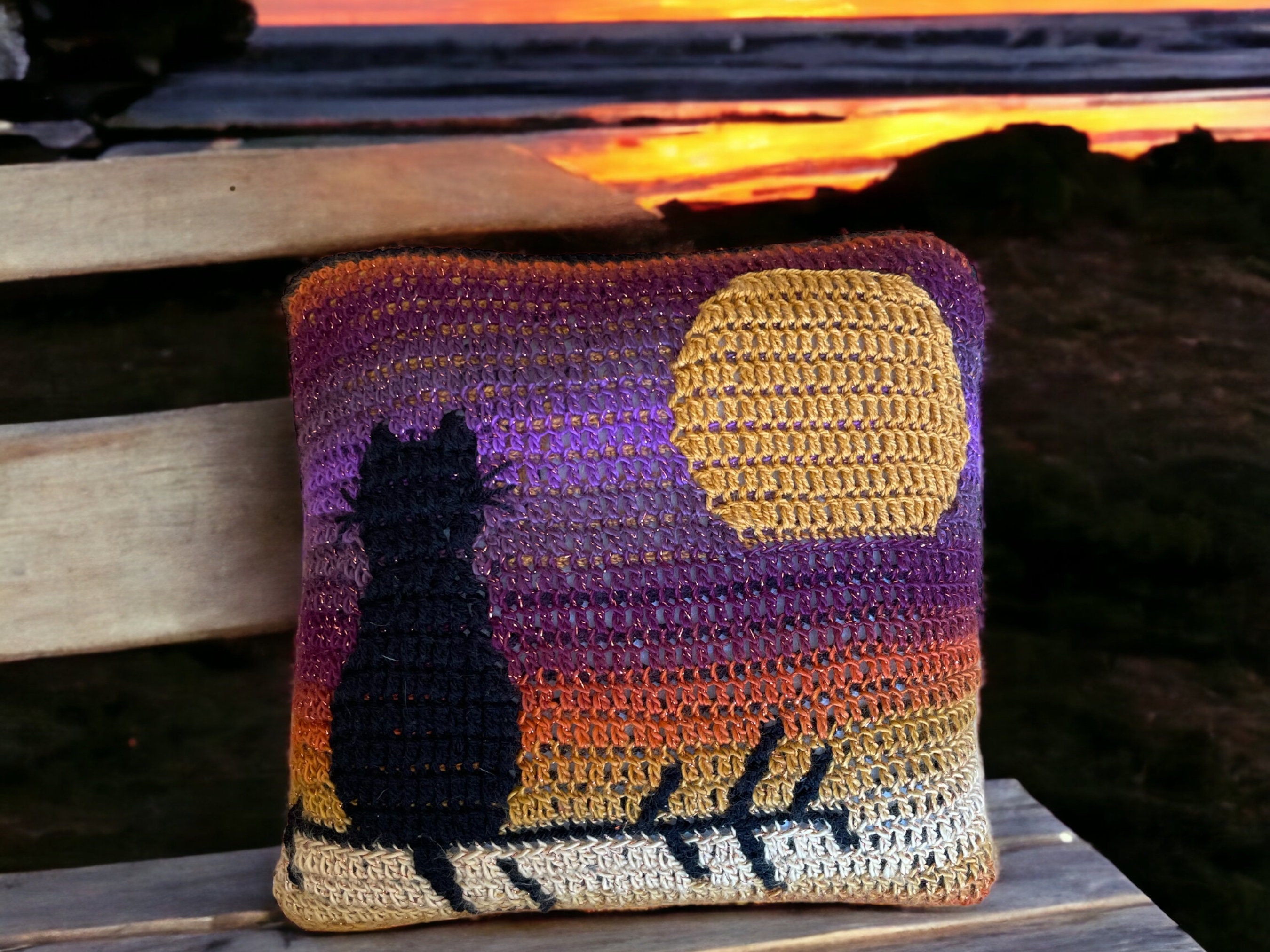 Pattern Cat in the Sunset Mosaic Crochet Cushion Pattern - Etsy