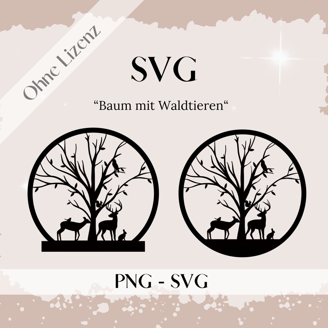 Plotterdatei Baum mit Waldtieren - Etsy.de