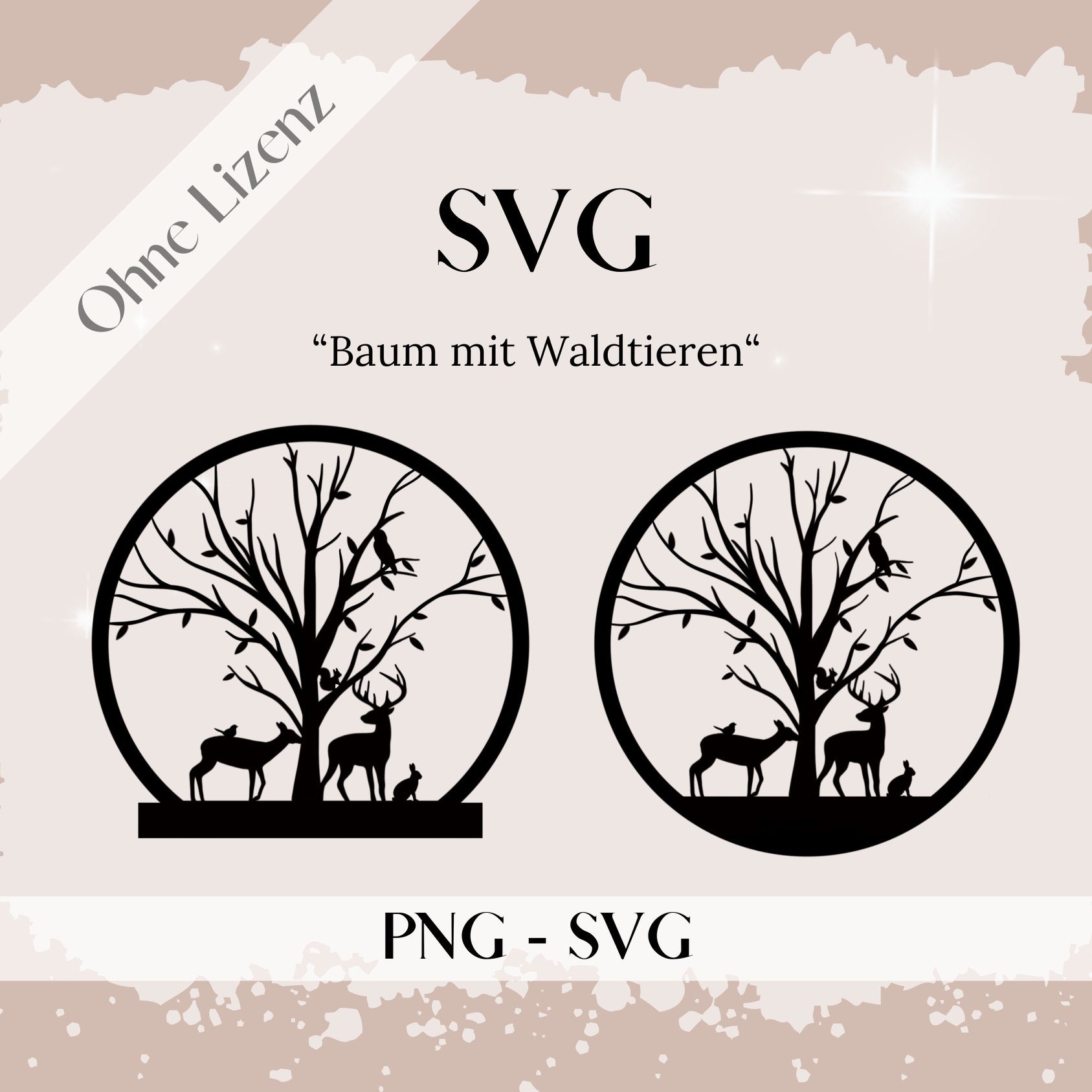 Plotterdatei Baum mit Waldtieren - Etsy.de