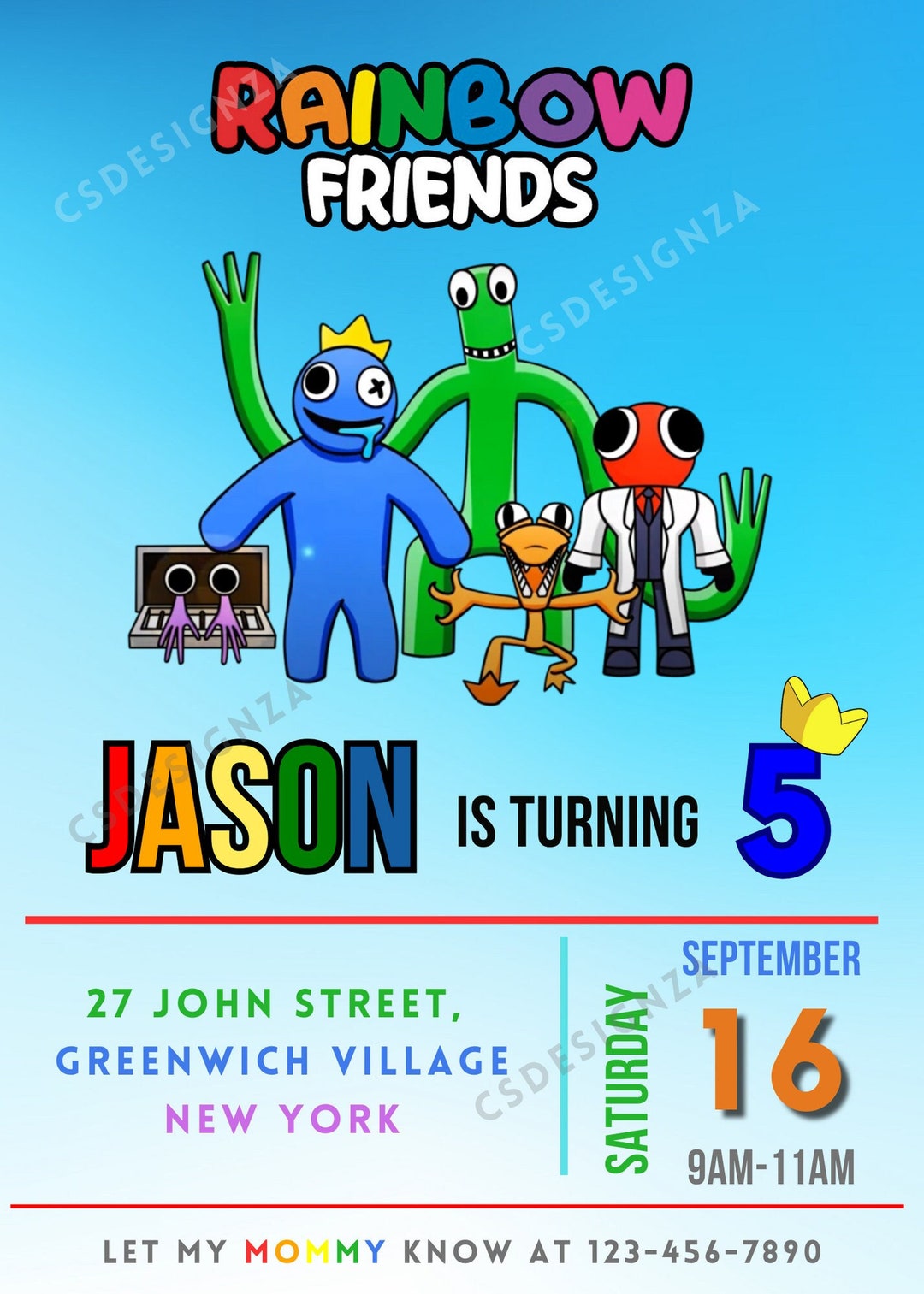 Rainbow Friends Party Invite Canva Template Instant Download All Text ...