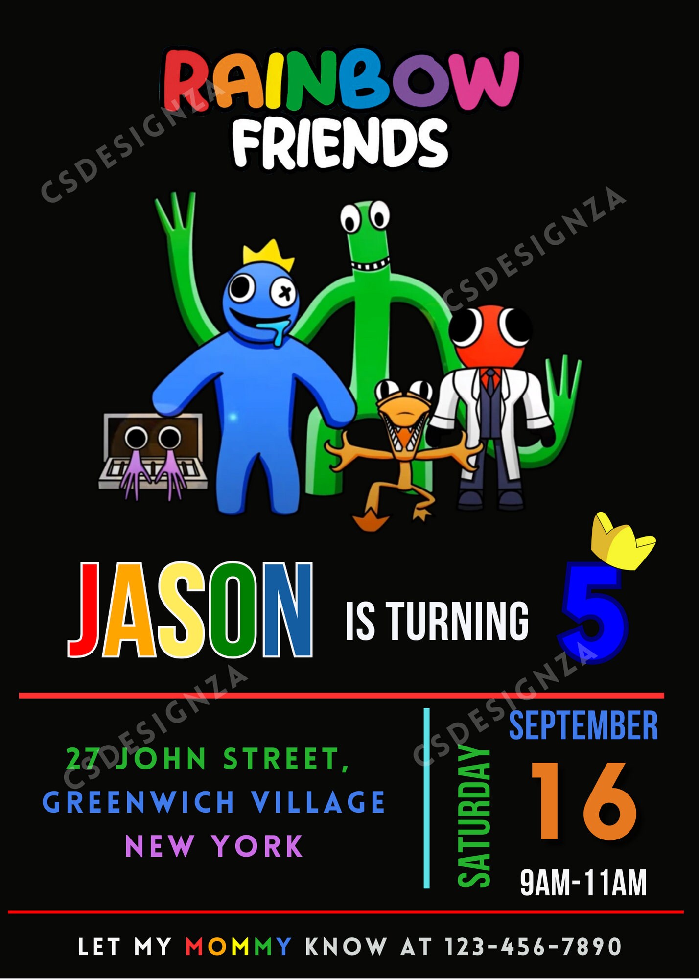 Rainbow Friends Party Invite Canva Template Instant Download All Text ...