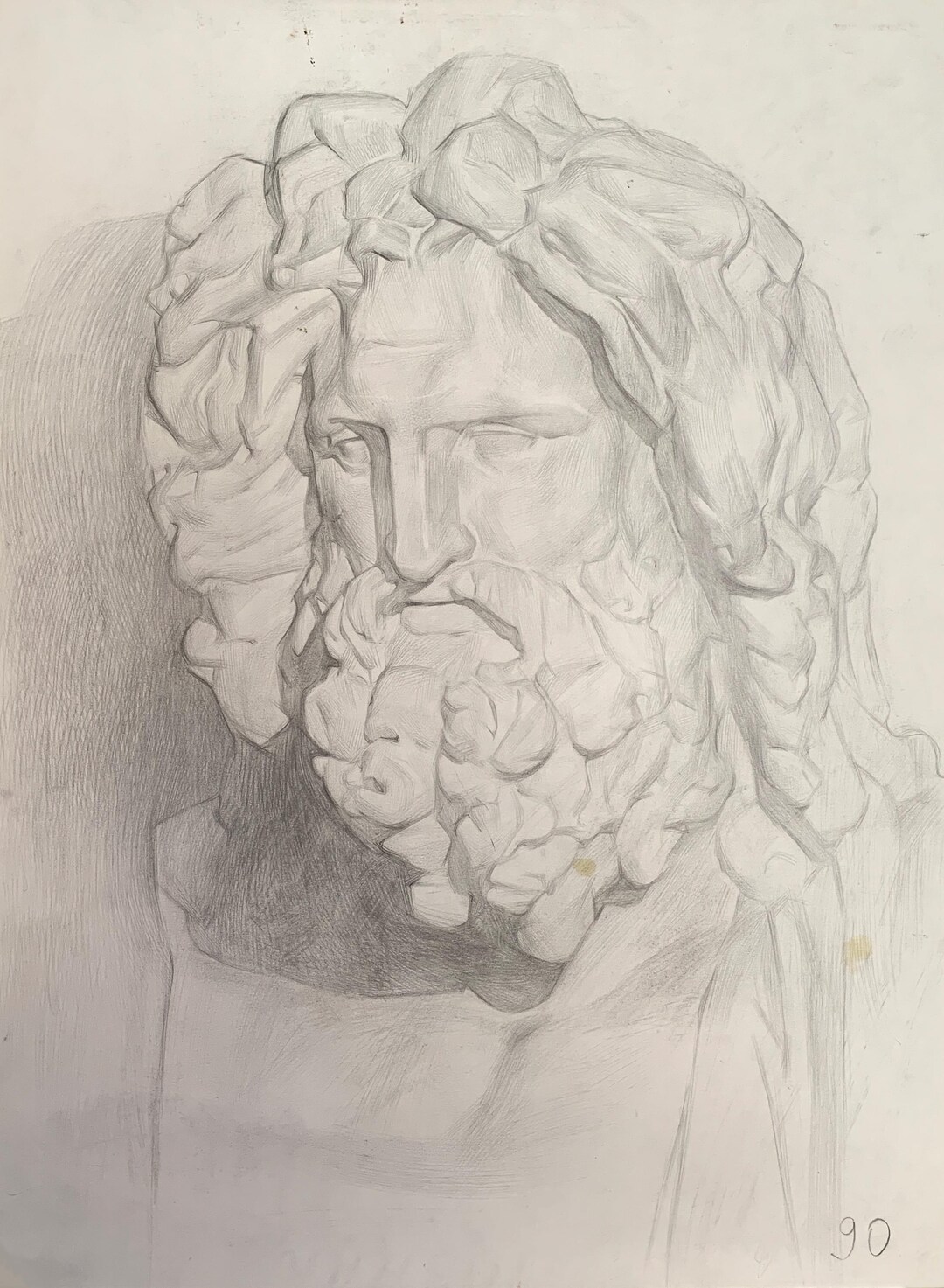 Hand-drawn Zeus Portrait. 43x58 Cm. Pencil on Paper. Academic Drawing ...