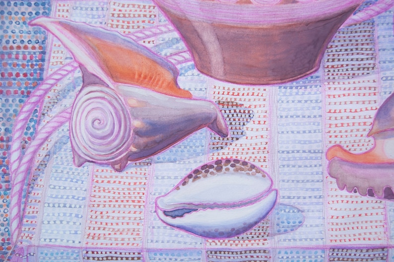 Decorative Still Life With Shells and a Vase. Pastel Colors. Wall Decor ...