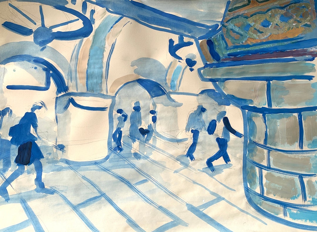 Kyiv, Golden Gate. Subway Station 2024 Gouache Sketch on Paper. City ...