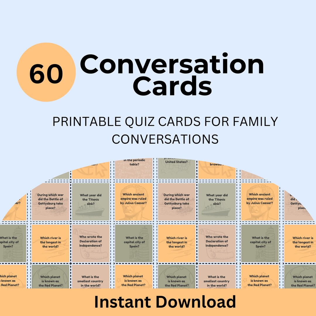 Conversation Cards for Family Dinners Family Conversation Starters ...