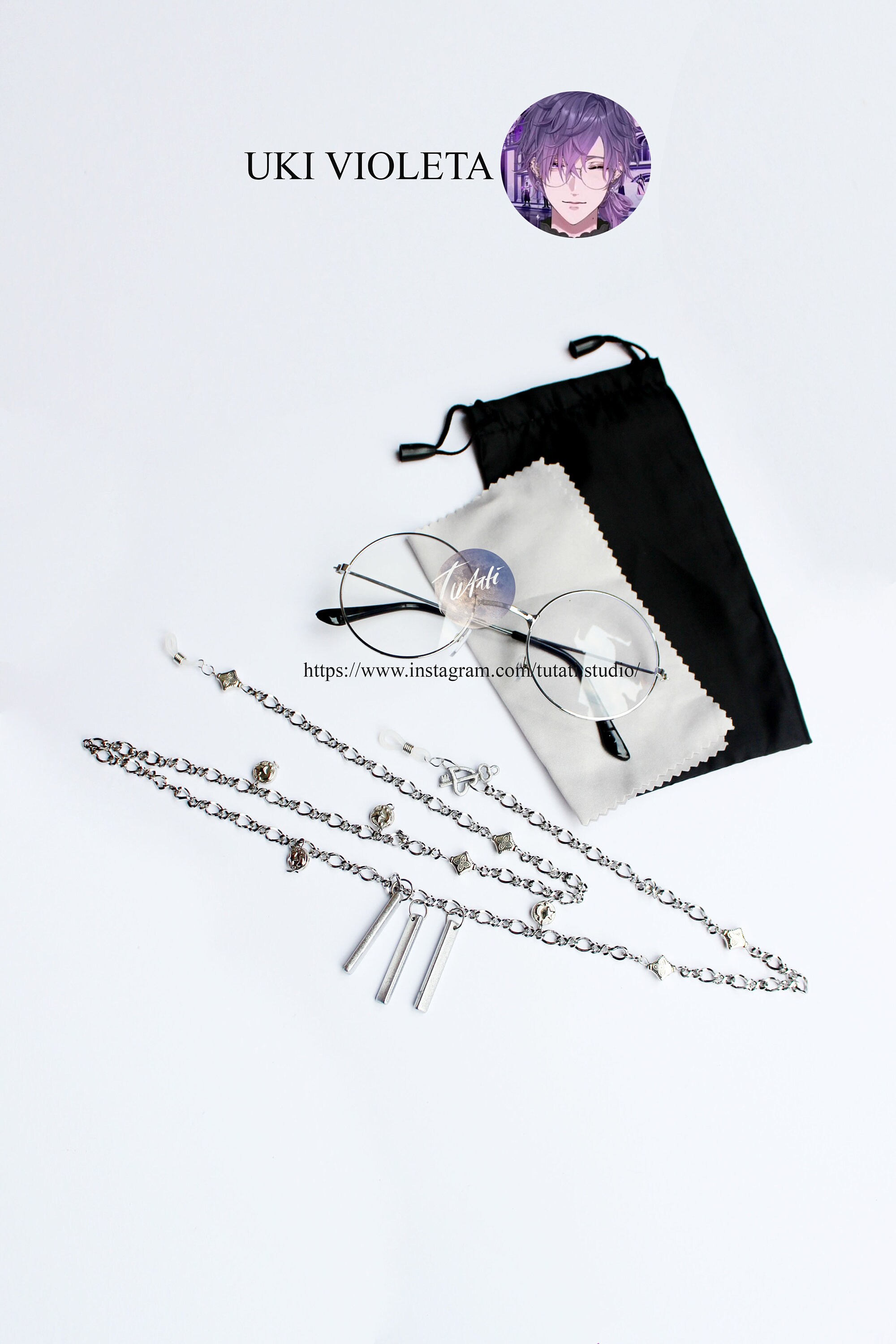 Nijisanji EN - Uki Violeta Cosplay Glasses & Its Chain - Etsy