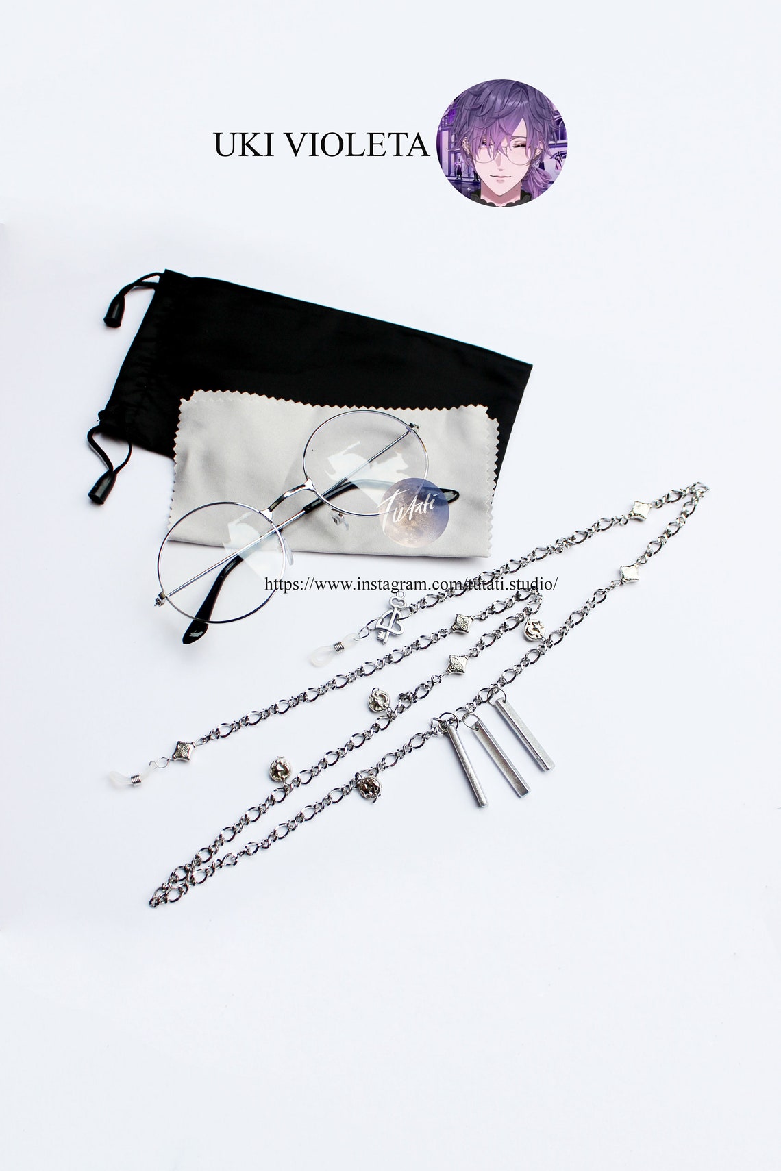 Nijisanji EN - Uki Violeta Cosplay Glasses & Its Chain - Etsy