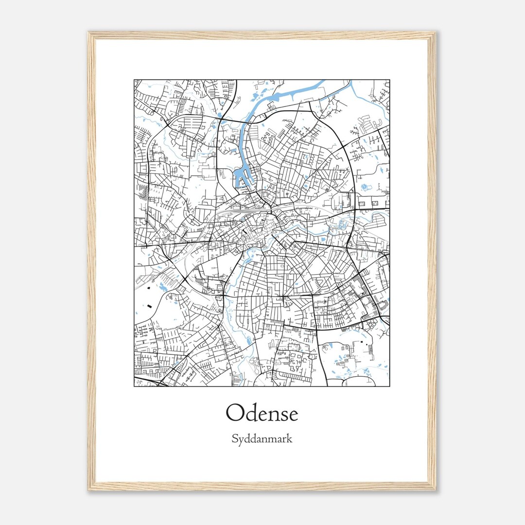 Odense Denmark City Map - Modern Wall Art for Kitchen, Office, Living ...
