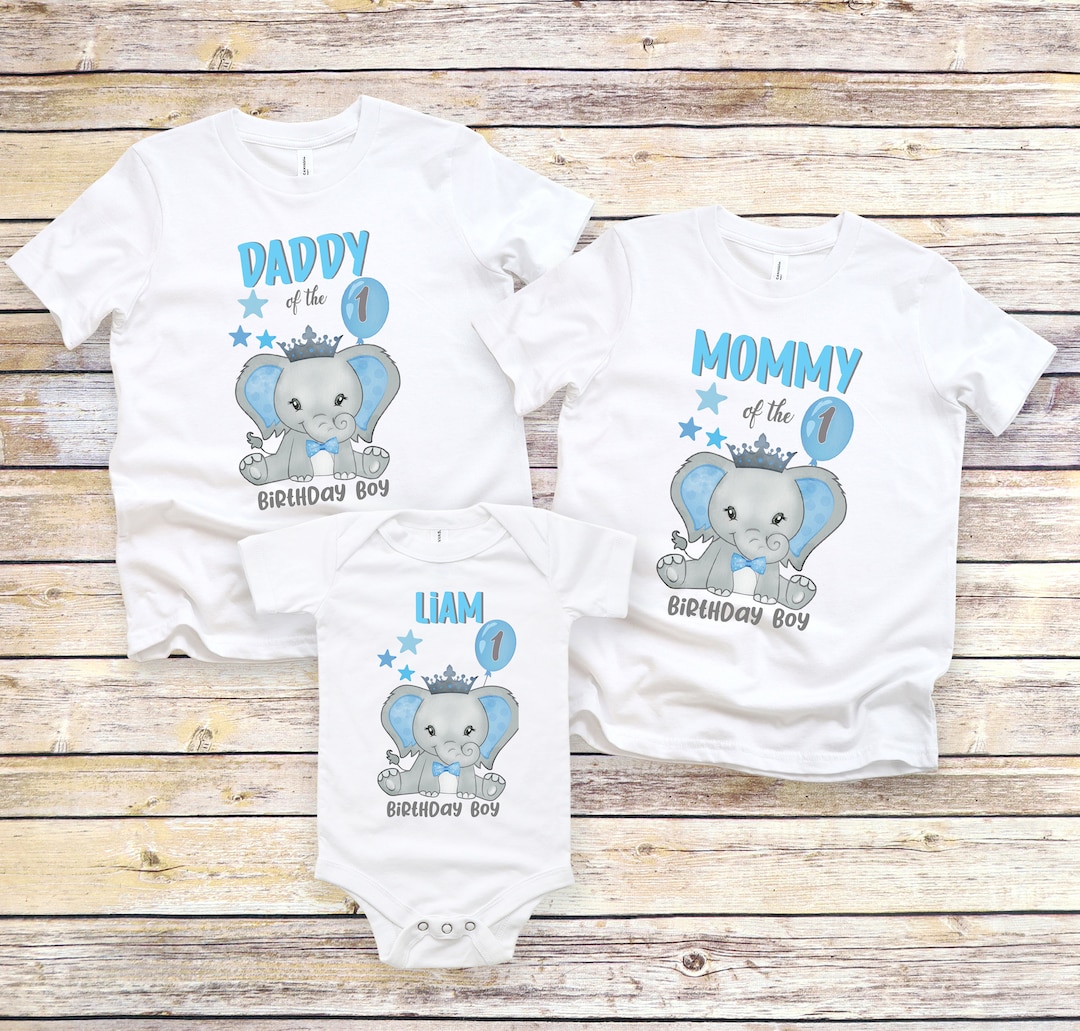 Family Elephant Birthday Boy Shirts, Elephant Theme Party, Cute ...