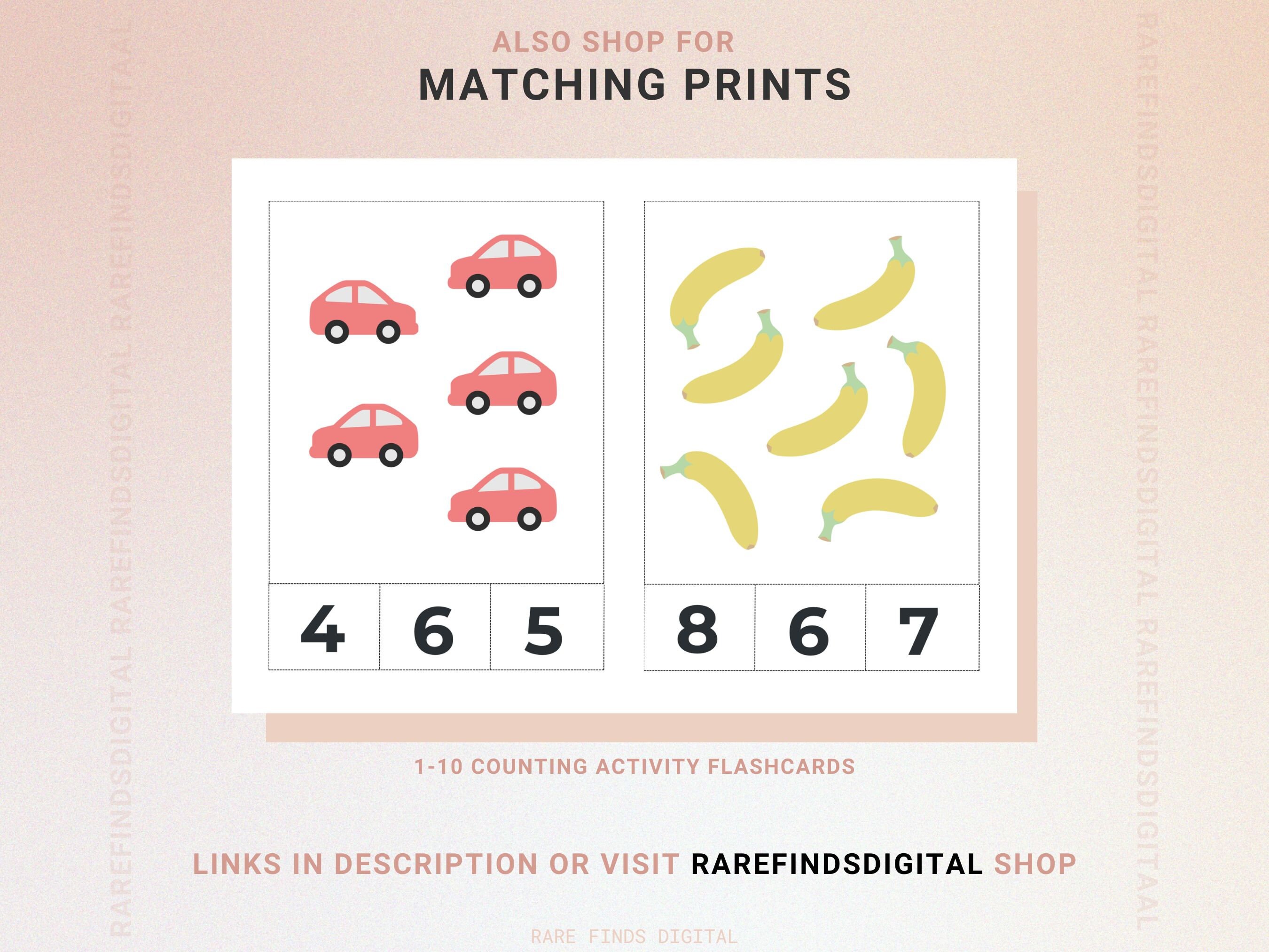 Printable Counting Flash Cards Educational Math Counting Flash - Etsy