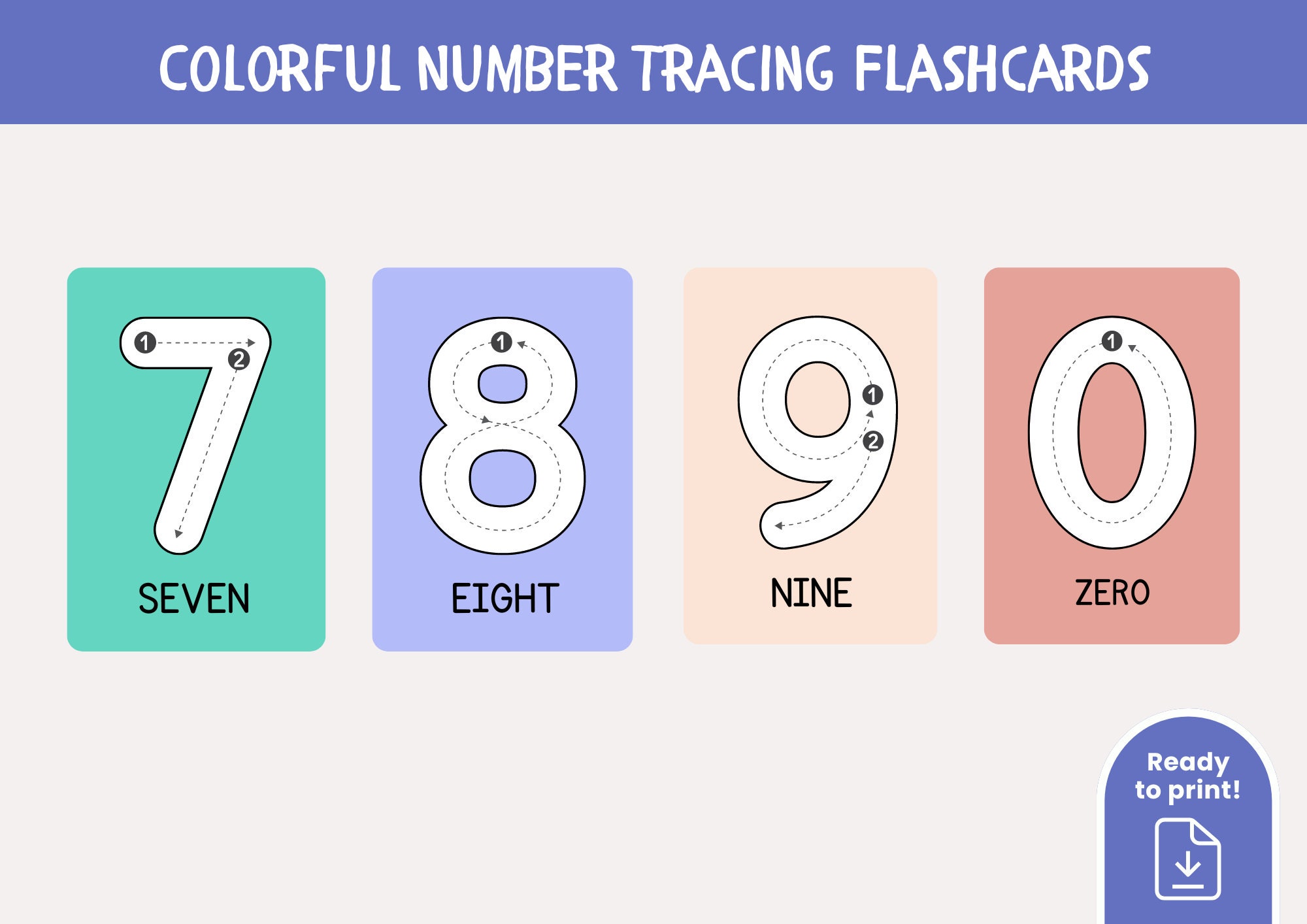 0-9 Numbers Flash Cards, Preschool Counting Cards, Count and Clip ...