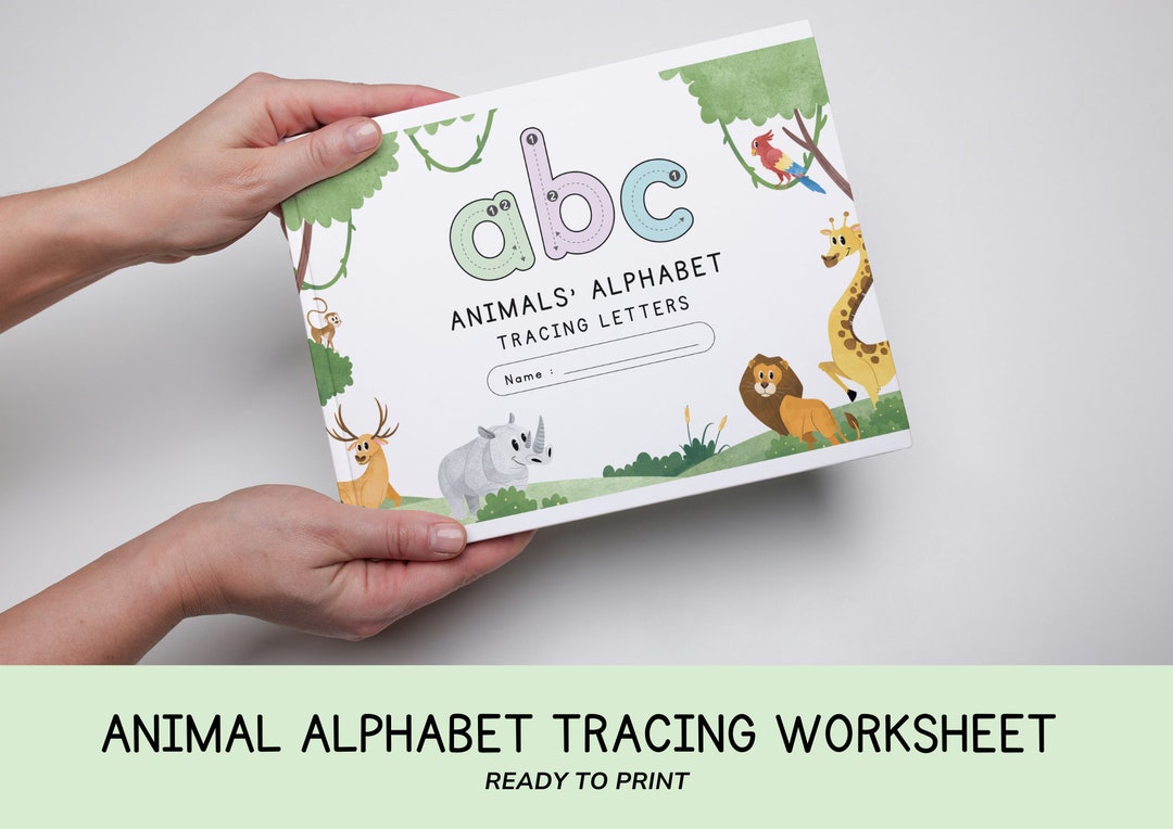 A-Z Animal Alphabet Tracing Activity Workbook in Colorful Cute ...
