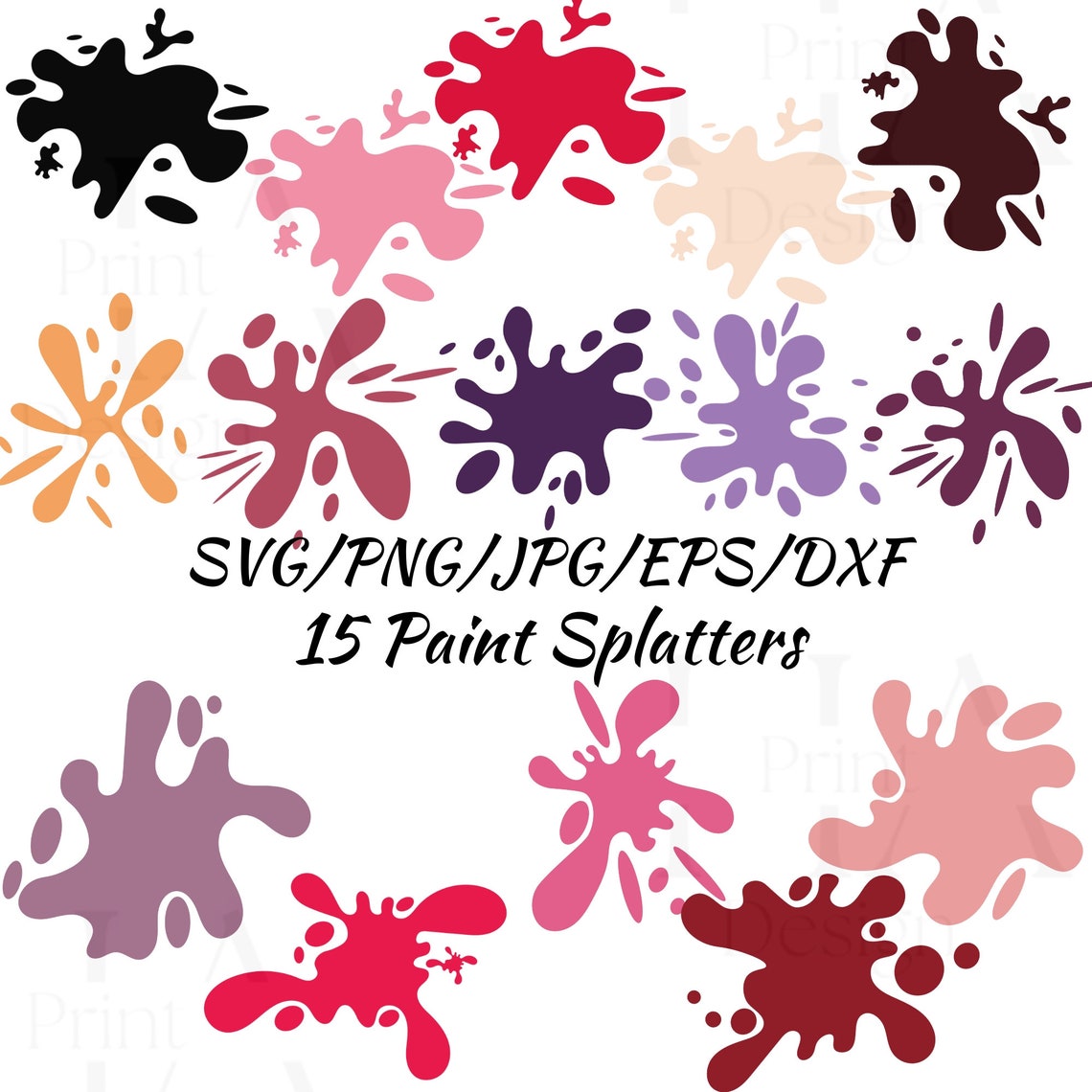Set of 15 Paint Splatter Svg,colorful Paint Splatter,paint Spatter ...