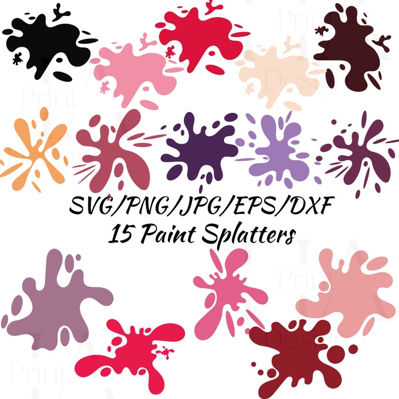 Set of 15 Paint Splatter Svg,colorful Paint Splatter,paint Spatter ...