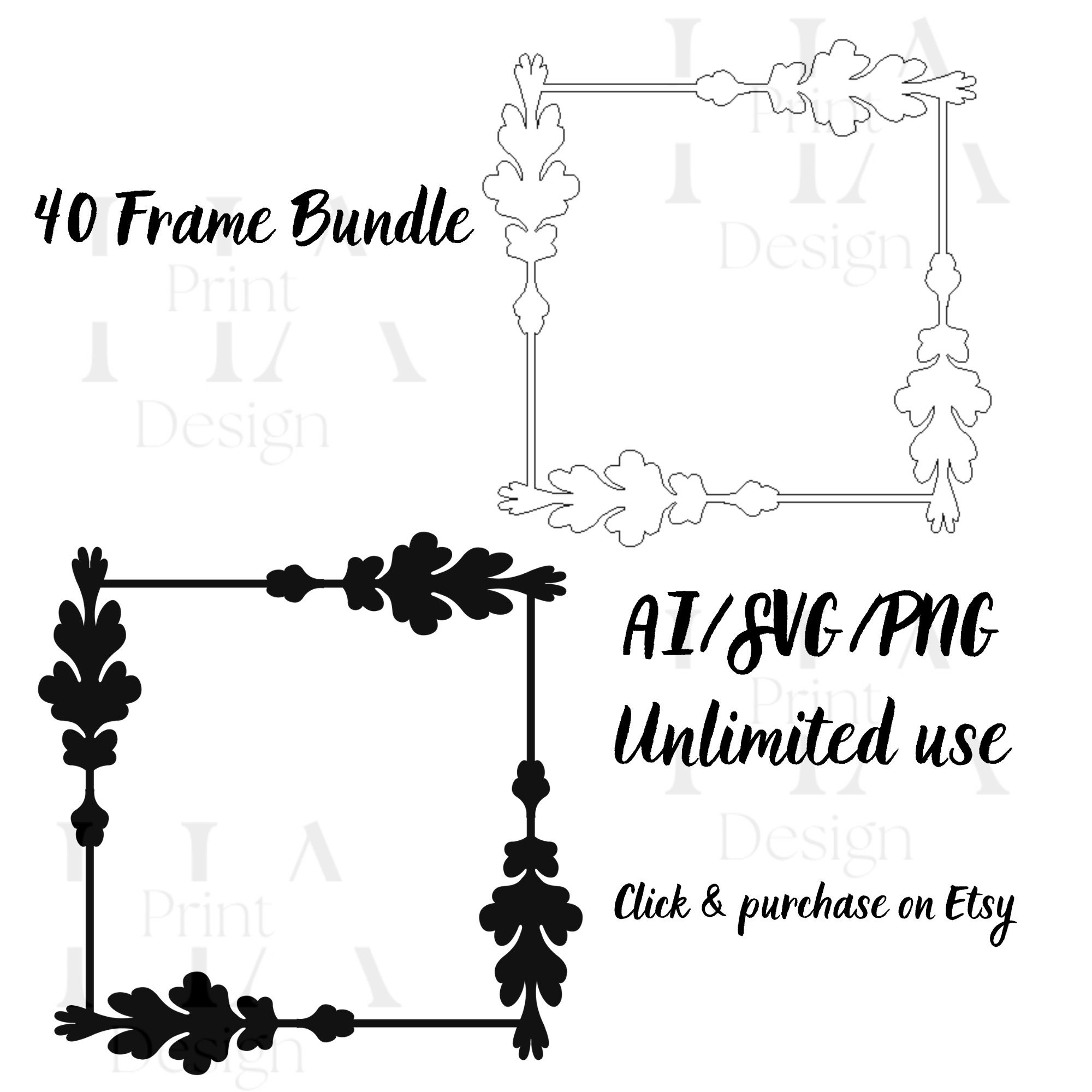 40 Frame SVG, Square Frame Bundle, Double Border,rectangle,circle ...