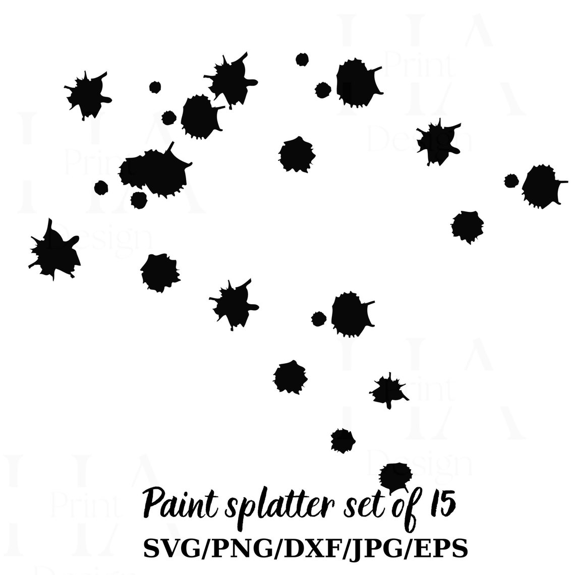 Set of 15 Unique Paint Splatter Design Files,,high-quality, Vibrant ...