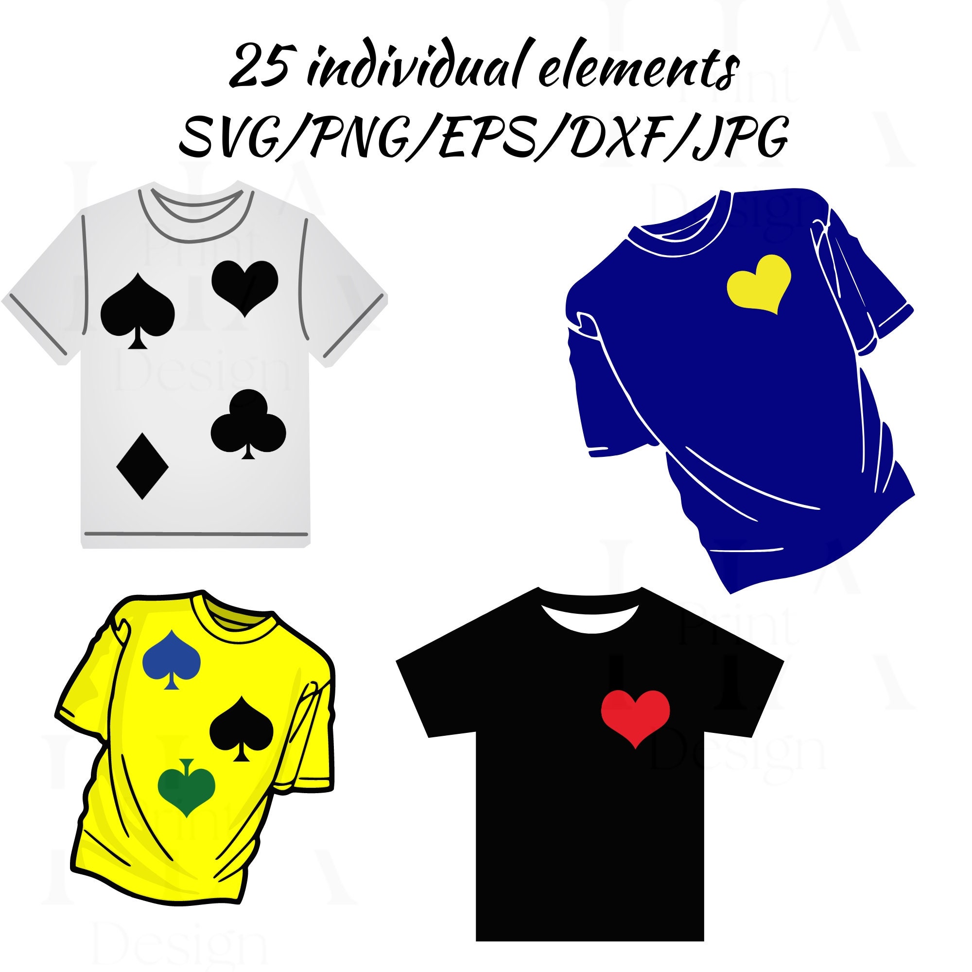Playing Cards Cards Symbols-set of 25, Heart, Diamond, Spades,clubs Svg ...